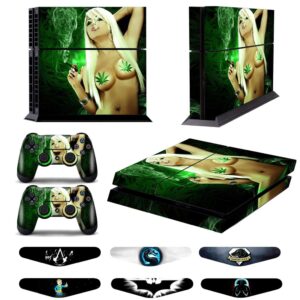 skins for ps4 controller - decals for playstation 4 games - stickers cover for ps4 console sony playstation four accessories ps4 faceplate with dualshock 5 two controllers skin - women