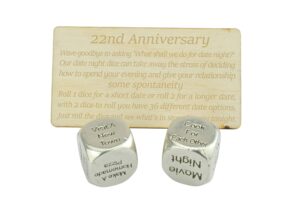 22 year anniversary metal date night dice - create a unique 22nd anniversary date night