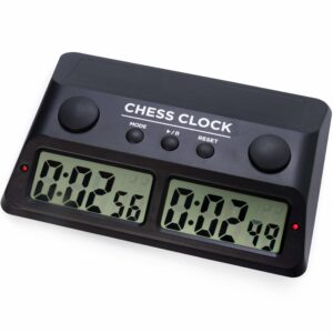 digital chess clock - customizable chess timer for professional, tournament play - incremental time control fischer clock - also great for scrabble, shogi, go, and other competitive board games