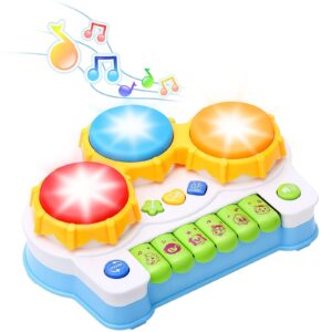 kingsdragon baby musical keyboard piano drum set,learning light up toy, early educamional montessori toys for babies toddler boys girls birthday