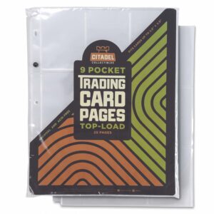 9-pocket trading card pages, top-load - protective sleeves for standard size cards - tcgs, sports, and collectible card games| acid-free transparent plastic sheets for 3-ring trading card binders