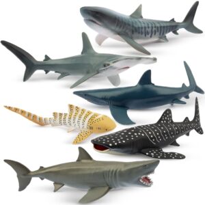 toymany 14-piece realistic sea animal figurines set: 2-6" ocean creatures including whales, sharks, dolphin - perfect for cake toppers & gifts for kids