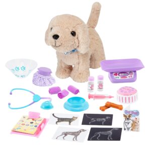 journey girls vet center and yellow lab pretend playset, 22-pieces, scaled for most 18” dolls