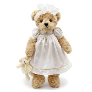 oitscute teddy bears baby cute soft plush stuffed animal toy for girl women 16" (white lace)