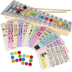 intemenos professional diatonic glockenspiel 15 notes - metal xylophone - 23 sheet music songs, stickers