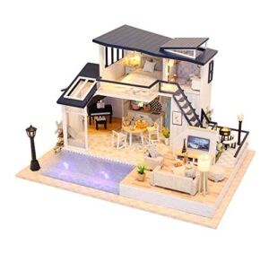 flever wooden diy house kit, miniature with furniture, creative craft gift for lovers and friends (mermaid tribe)