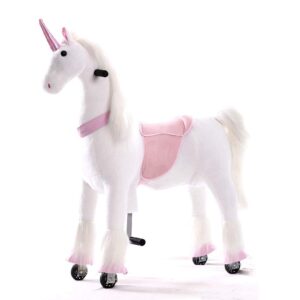 gidygo kids ride on walking unicorn rocking horse riding toy for children l size for 5-12 years old