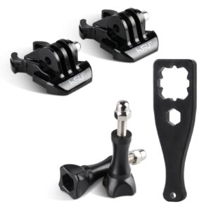 hsu quick release buckle clip basic base mount, long thumb screw accessory kit for gopro hero 13 12 11 10 9 8 7 6 5 4 3+ 3 akaso campark and other action cameras (4 pack, black)