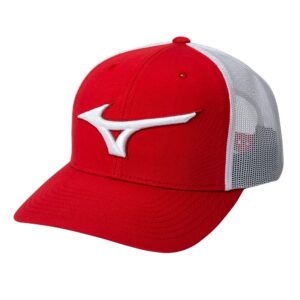 mizuno diamond trucker hat, red-white, osfm