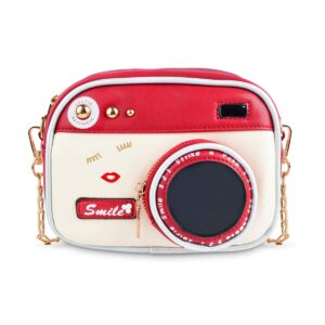 crossbody bag for women trendy shoulder bag with zipper pocket unique cute purse handbags (red)