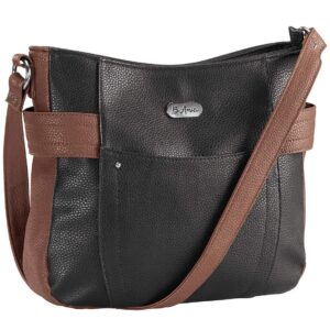 fox valley traders b.amici™ emily rfid essential leather shoulder bag, rfid lining, black