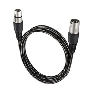 kinxiyu xlr cable 20 ft, 3 pin nylong braided balanced xlr male to xlr female microphone dmx patch cords (pure copper conductors)