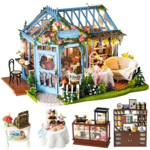 cutebee dollhouse miniature house with furniture, diy dollhouse kit with dust proof, music movement, 1:24 scale creative room for valentine's day gift for family and friends (rose garden tea house)