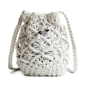 nice pies womens drawstring crossbody bag beach handwoven purse small straw bucket bag retro woven hollow messenger bag