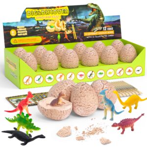 dodomagxanadu dinosaur eggs,12 dino eggs dig excavation kit dinosaur toys for boys, science stem dinosaur party favors goodie bag stocking stuffers for boys & girls ages 3-5 4-7 5-7+