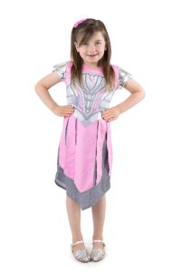 little adventures warrior princess dress up costume (medium age 3-5) - machine washable child pretend play and party dress with no glitter