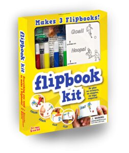 fliptomania make your own flipbook kit: basketball and soccer - paper stop motion animation kit : creative flip book kit for kids 6-12 and creative animation artists