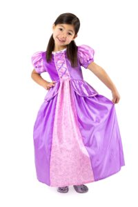 little adventures rapunzel princess dress up costume (medium age 3-5) - machine washable child pretend play and party dress with no glitter