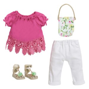 journey girls 18" doll fashion set pink top & white jeans