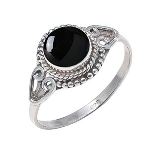 925 sterling silver black onyx ring size us 8 - black onyx stone gemstone statement ring gift jewellery for girl women