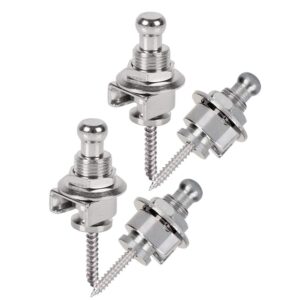 yakamoz set of 4pcs quick release metal guitar strap lock security strap locking buttons end pins with mounting screws for electric acoustic guitar, bass, ukulele - silver