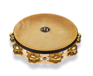 latin percussion pro 10 double row headed brass jingles tambourine (lp384-br)