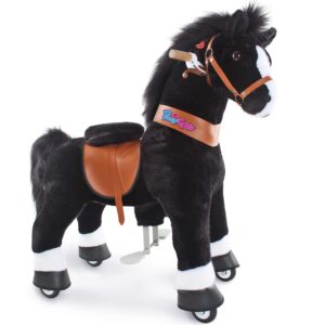 pony cycle kids riding toys horse ride-on pony rider (with brake/ 36" height/size 4 for age 4-8) riding walking horse toy plush giddyup boys & girls for indoor & outdoor rocking animal brown ux426