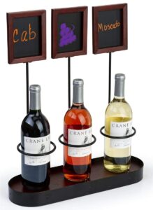 displays2go countertop wine bottle sign display, 3 chalkboards – mahogany (wincntchk3)