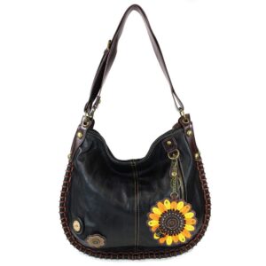 chala handbags charming crossbody or shoulder convertible large purse - black (beautiful sunflower)