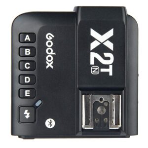 godox x2t-n ttl wireless flash trigger for nikon, support 1/8000s hss function, 5 dedicated group button and 3 function button for quick setting