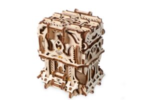 ugears 3d puzzle for board games – deck box for up to 120 game cards - unique mechanical devices for family tabletop role-playing games - wooden construction kits for adults