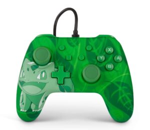 powera wired controller for nintendo switch - pokémon: bulbasaur overgrow, gamepad, game controller, wired controller, officially licensed