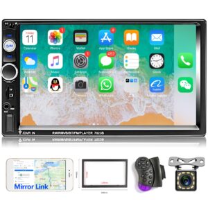 hodozzy double din car stereo 7 inch touchscreen car radios with bluetooth indash 2 din car audio head unit support mirror link for android/ios usb tf aux fm mp5 multimedia player + backup camera