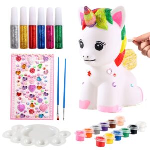 acehood arts & crafts for kids unicorn gift for girls paint your own unicorn diy craft paint art supplies unicorn piggy bank coin bank unicorn painting kit birthday gift craft for kids boys girls