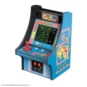 my arcade micro player mini arcade: ms. pac-man video game, fully playable, 6.75 inch collectible, color display, speaker, volume buttons, headphone jack - electronic games