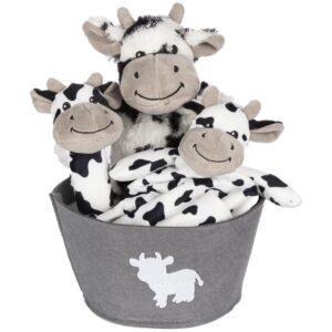 trend lab 4piece plush gift set bucket, cow