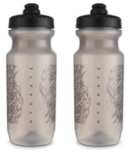 peakline sports - 2nd gen big mouth bike water bottle (21 oz) by specialized bikes (2-pack) (smoke/black)