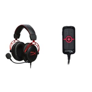 hyperx cloud alpha gaming headset - dual chamber drivers and hyperx amp usb sound card - virtual 7.1 surround sound