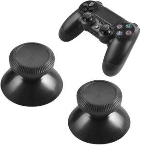 2pcs aluminum metal analog joystick thumbstick rocker mushroom caps button for ps4 xbox one replacement (black)