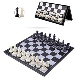 leap 9.8" magnetic chess set foldable portable game board for adult travel set with 2 queens