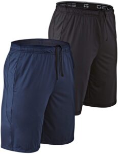 devops men's 2-pack loose-fit 10" workout gym shorts with pockets (medium, black/navy)