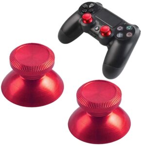 2pcs aluminum metal analog joystick thumbstick rocker mushroom caps button for ps4 xbox one replacement (red)