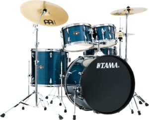 tama imperialstar complete drum set - 5-piece - 22 inches kick - hairline blue