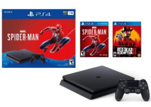 sony playstation 4 1tb marvel's spider-man bonus bundle w/red dead redemption: playstation 4 1tb jet black console, marvel's spider-man, red dead redemption 2, dualshock wireless controller (renewed)