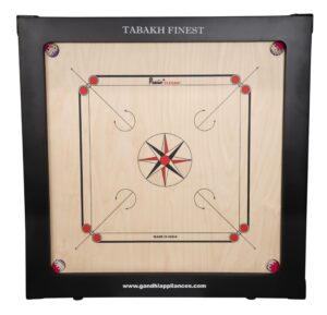 precise finest-20mm carrom board with coins, striker, and powder by tabakh