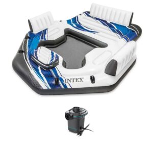 intex adult 5 seat pool float w/ quick fill ac electric air pump