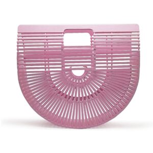 women handbag beach bags summer luxury designer bamboo handbags ladies handmade purse pink 28cm