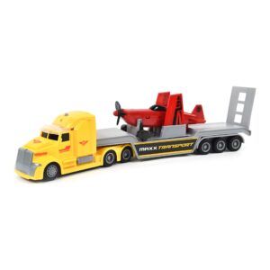 sunny days entertainment big rig – lights and sounds pull back toy with friction motor | receive either the airplane transport semi or oil tanker | color may vary – maxx action