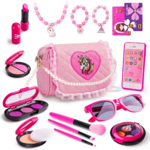 meland toys for girls - toddler girls gift idea for birthday christmas, pretend makeup kit for girls with my first purse toy, makeup for kids age 3-6 year old for pretend play