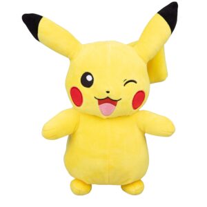 pokemon 12" large winking pikachu plush - officially licensed - generation 1 figure - authentic soft stuffed animal toy - valentine's day & easter basket stuffer gift for kids, boys, girls - 2+